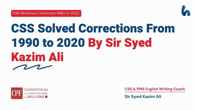 CSS Solved Corrections from 1990 to 2020 | Sentence Correction For CSS