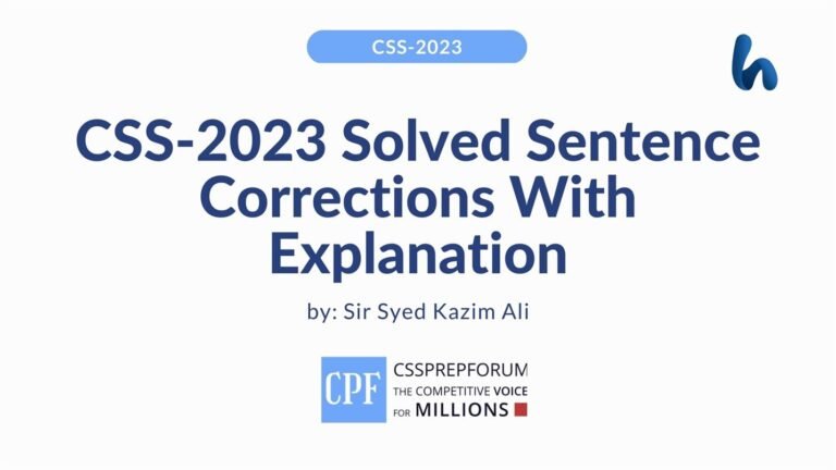 CSS 2023 Solved Sentence Corrections | CSSPrepForum