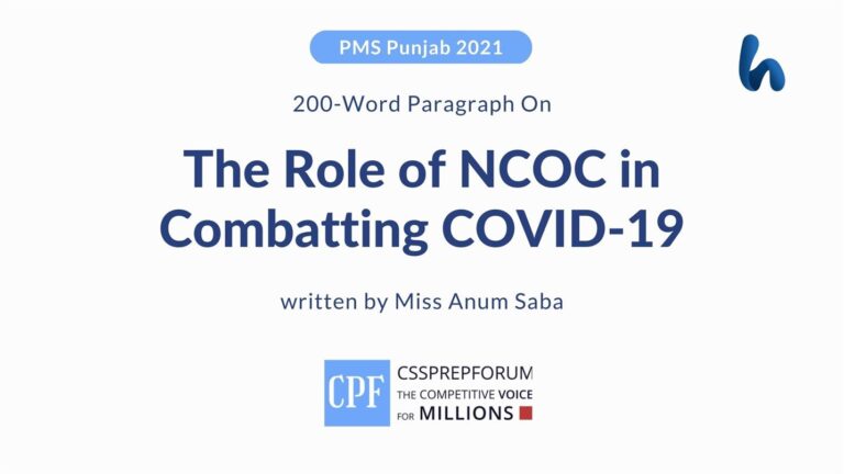 The Role of NCOC in Combatting COVID-19