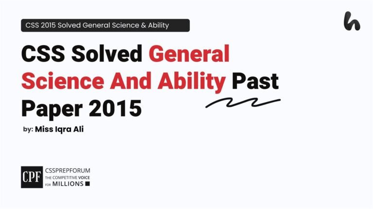 CSS Solved General Science and Ability Past Paper 2015
