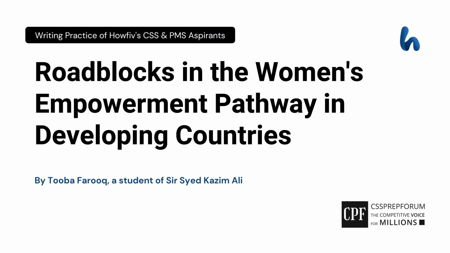 Roadblocks in Women's Empowerment Pathway |CssPrepForum