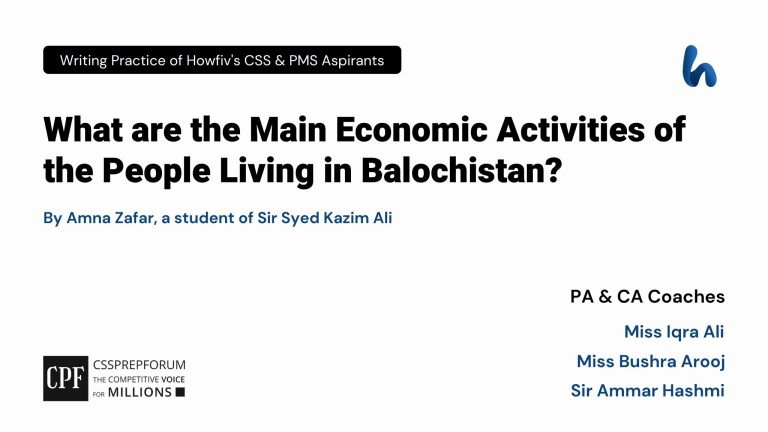 Economic Activities of People Living in Balochistan