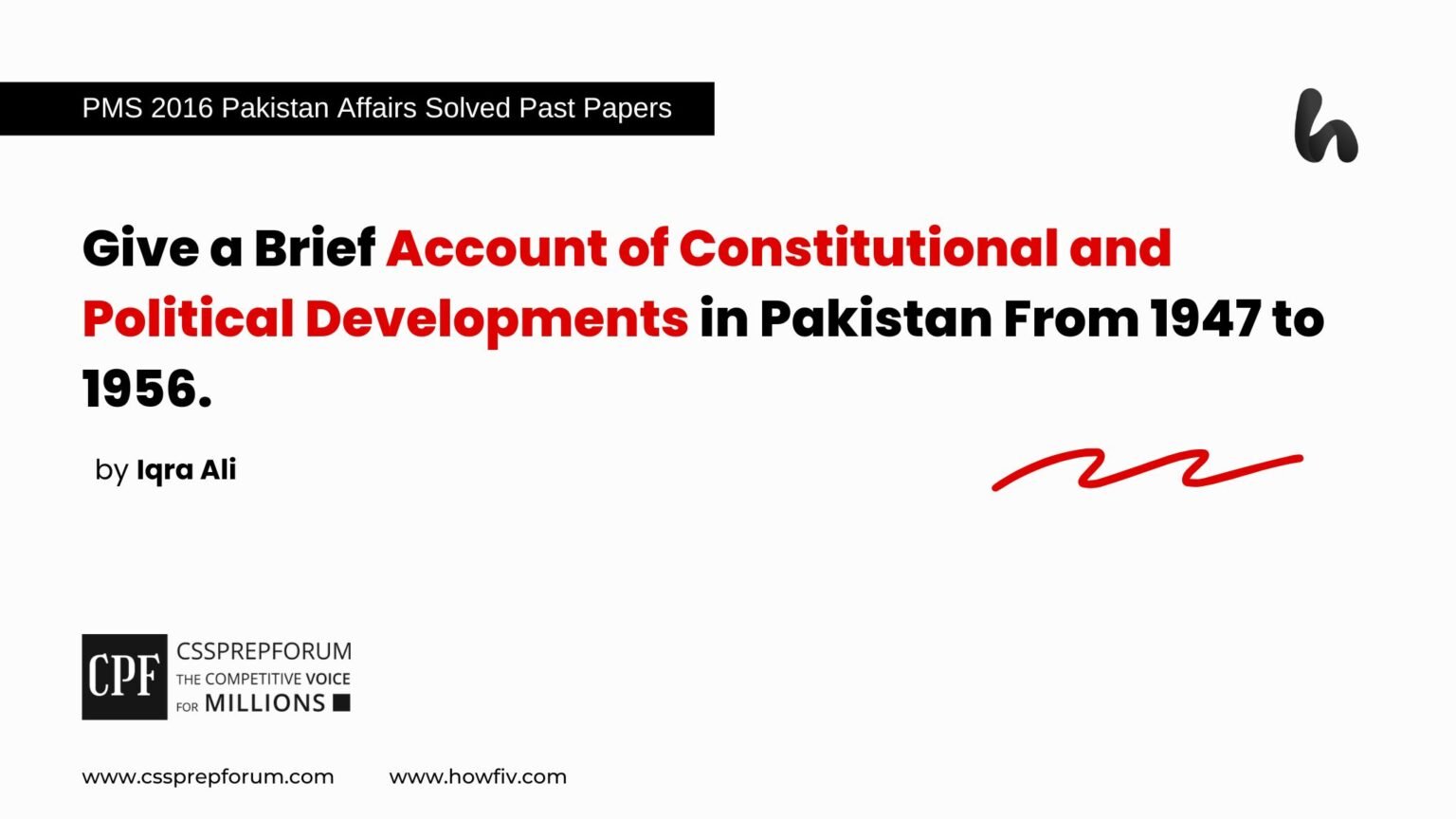 Constitutional and Political Developments in Pakistan