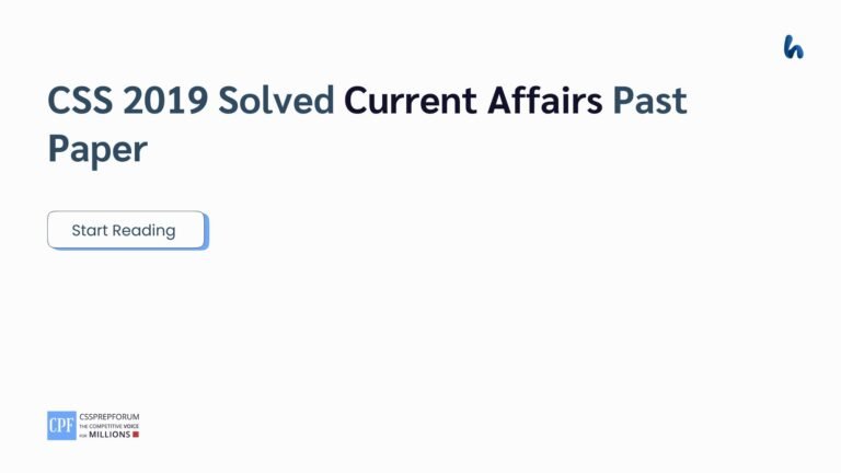 CSS 2019 Solved Current Affairs Past Paper