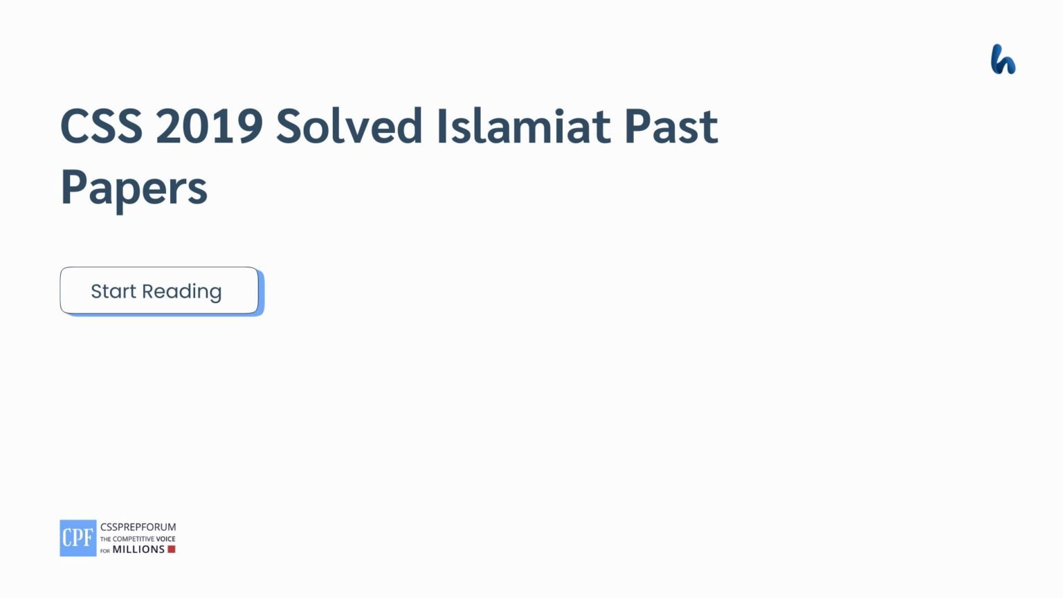 CSS 2019 Solved Islamiat Past Papers