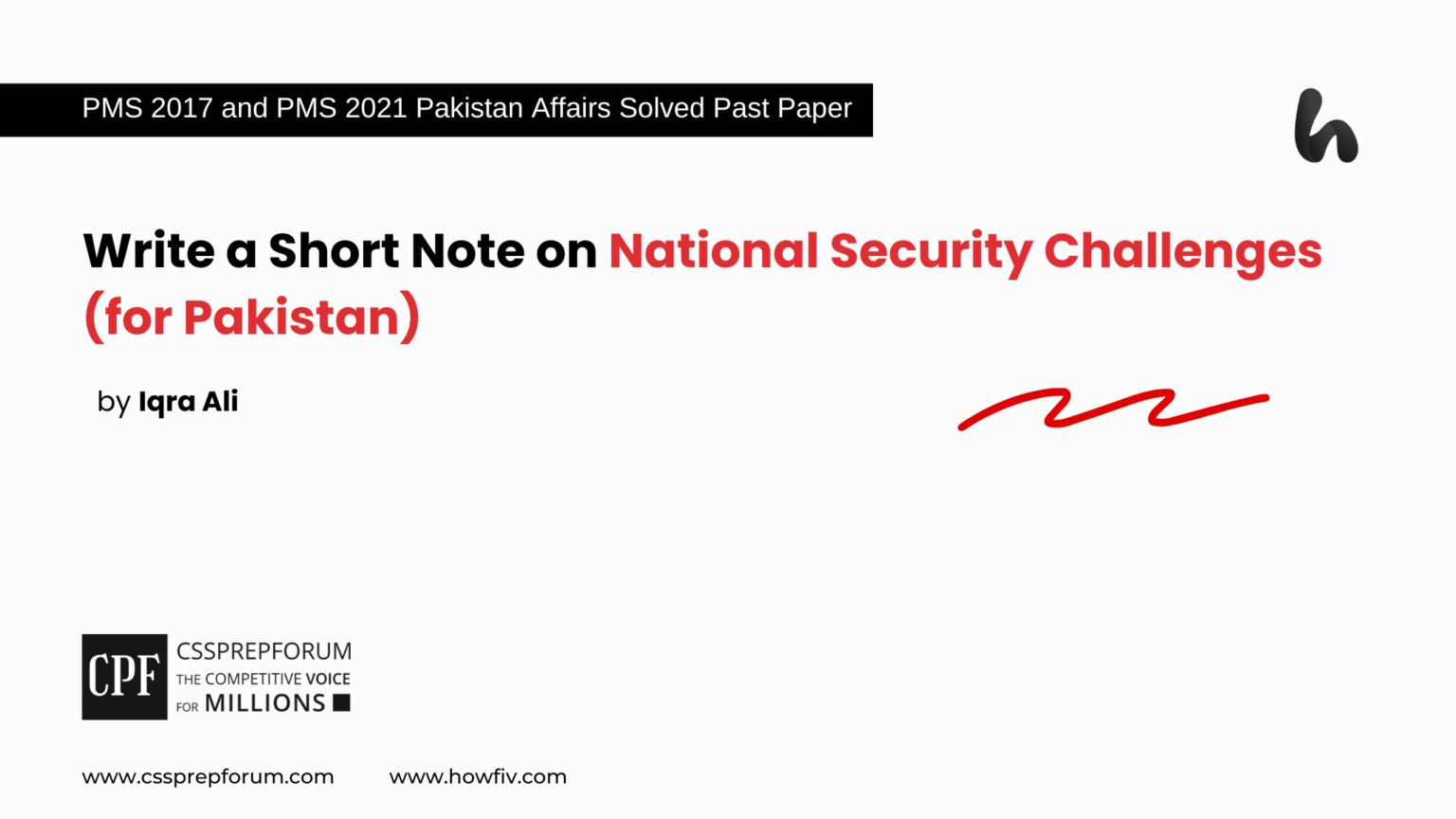 Note on National Security Challenges (for Pakistan)