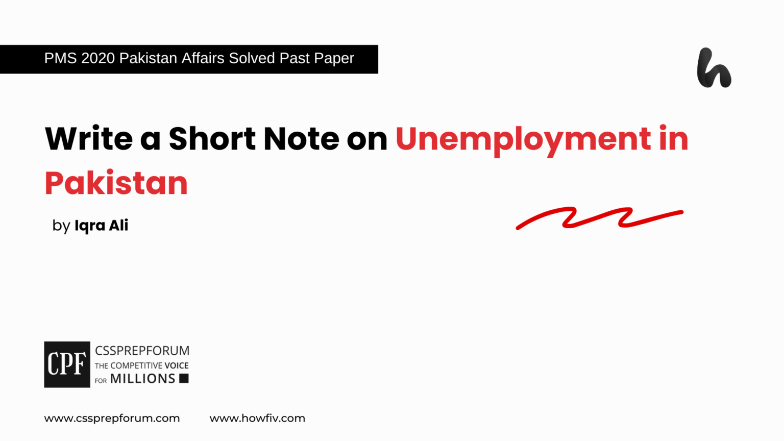 Write a Short Note on Unemployment in Pakistan